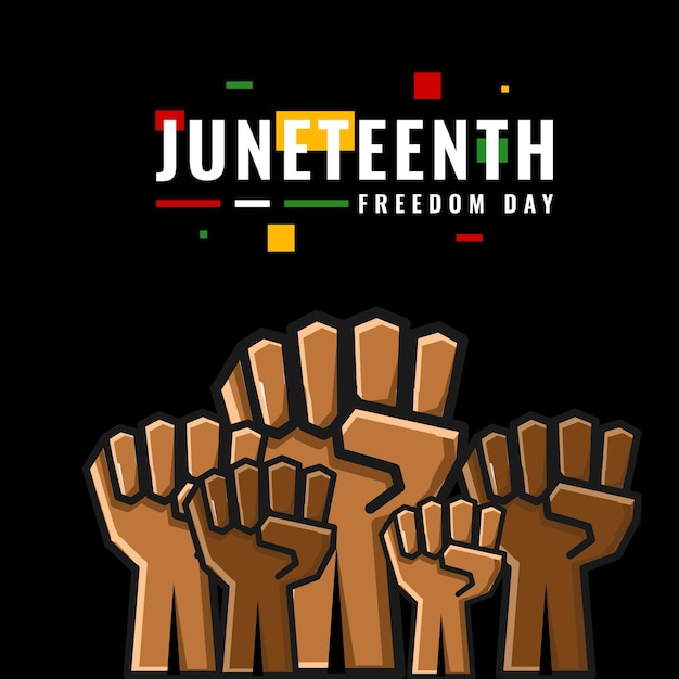 Vibrant Juneteenth Celebration with Raised Fists of Unity | Jiffy Designs