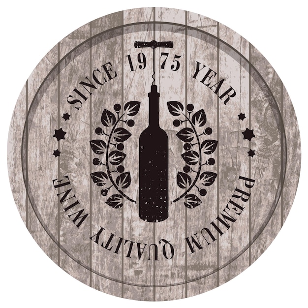 Rustic Vintage Wine Cask Emblem with Celebratory Motifs | Jiffy Designs