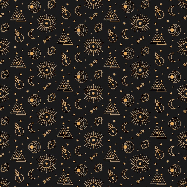 Enchanting Celestial Symbols in Golden Splendor | Jiffy Designs