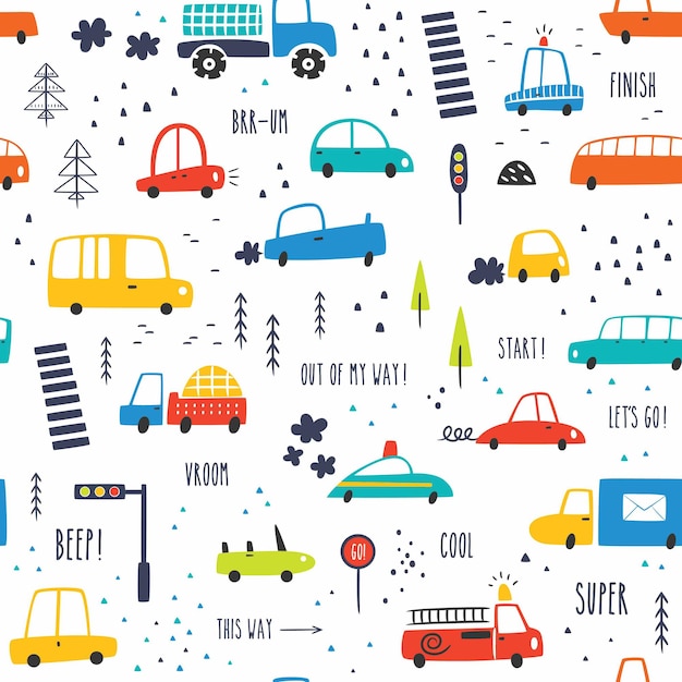 Vibrant Parade of Playful Vehicles and Whimsical Traffic Signs | Jiffy ...