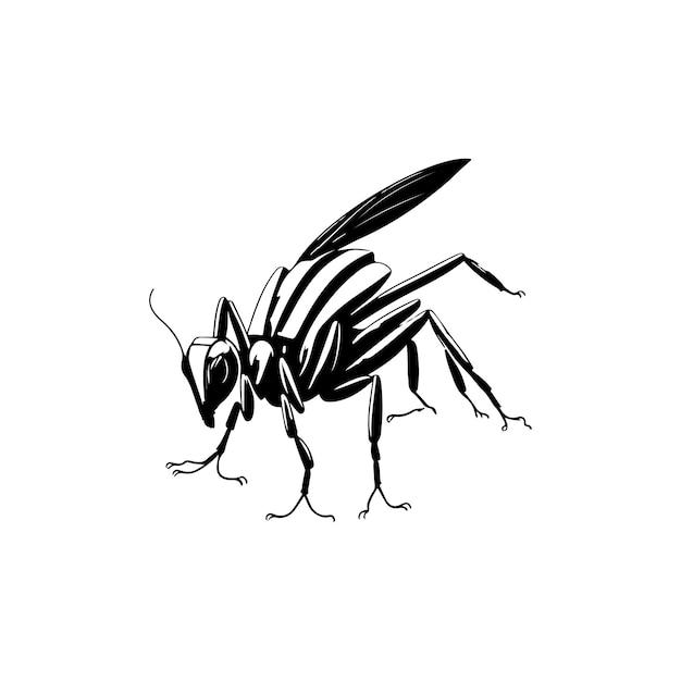 Striking Monochrome Wasp Illustration with Intricate Details | Jiffy ...