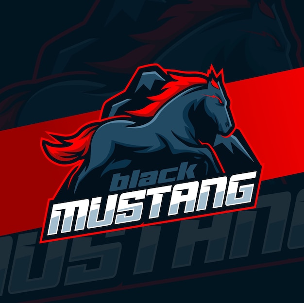 Fierce and Powerful Black Mustang Mascot Logo | Jiffy Designs
