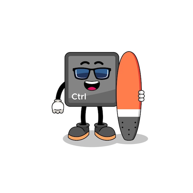 Ctrl Mascot Holding Surfboard with Stylish Shades | Jiffy Designs