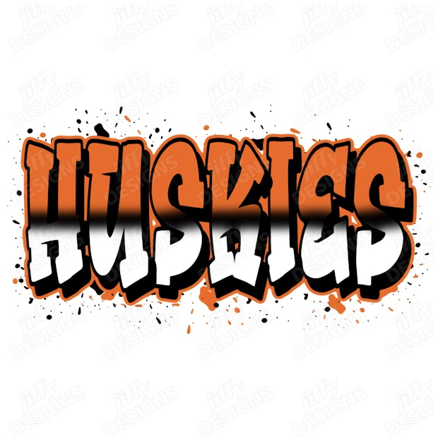 'Huskies' Graffiti-Style Lettering with Dynamic Orange and Black ...