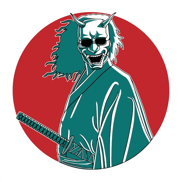 Menacing Samurai Warrior with Fearsome Skeletal Mask and Sword | Jiffy ...