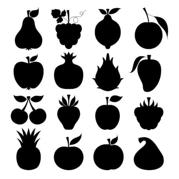 Diverse Silhouettes of Vibrant Fruit and Produce Collection | Jiffy Designs