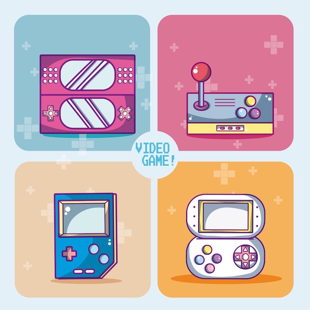 Vibrant Collection of Retro Video Game Consoles and Controllers | Jiffy ...