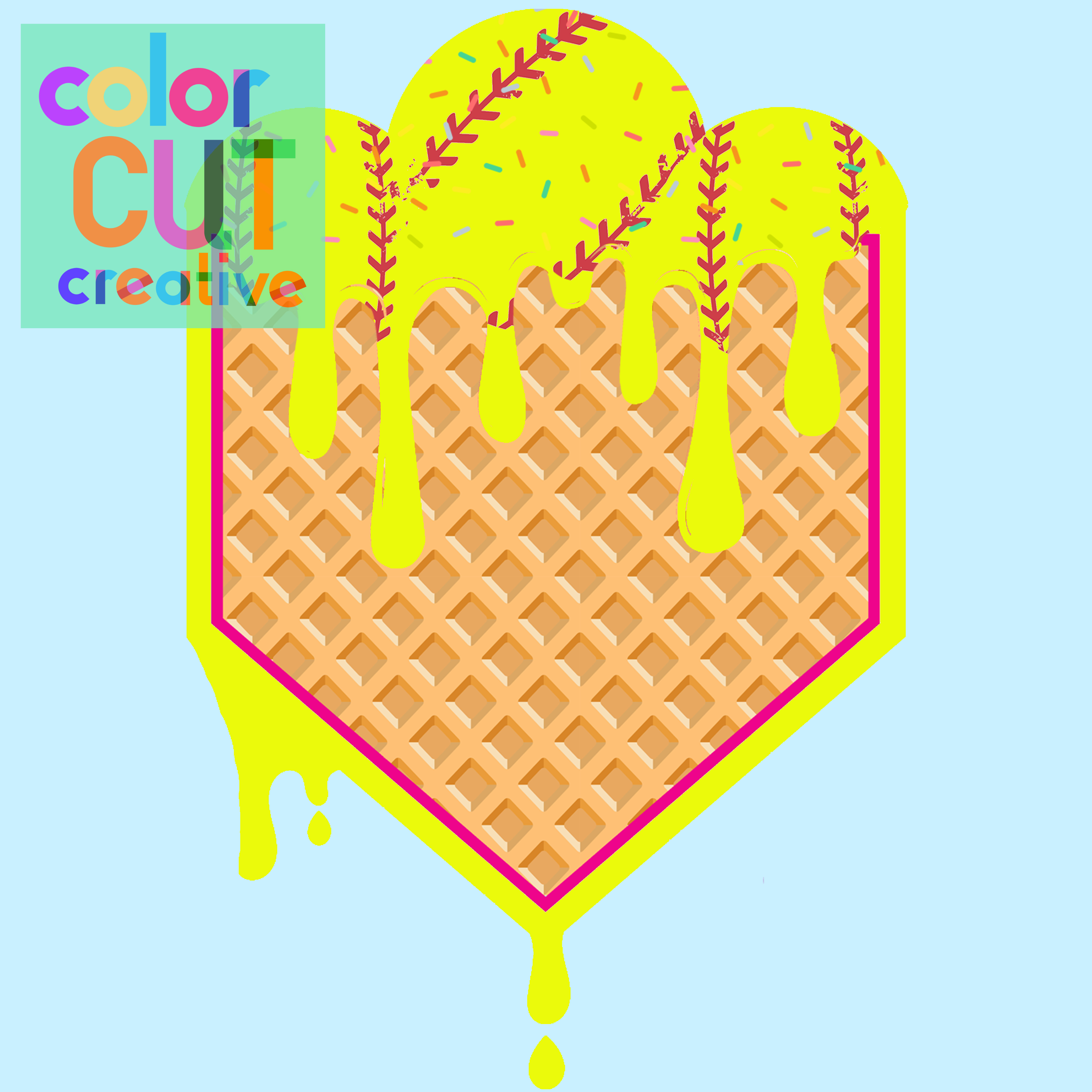 Softball Waffle Cone Home Plate Drip | Jiffy Designs