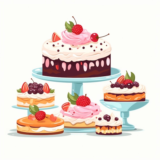 Delectable Dessert Collection: Cakes, Pies, and Tarts Adorned with ...