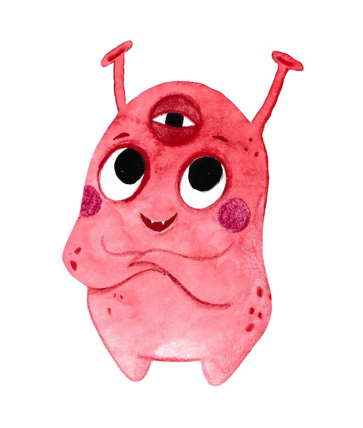 Cheerful Pink Alien Creature with Expressive Eyes | Jiffy Designs