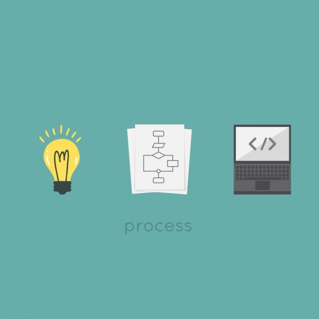 Minimalist Process Illustration with Coding and Idea Symbols | Jiffy ...