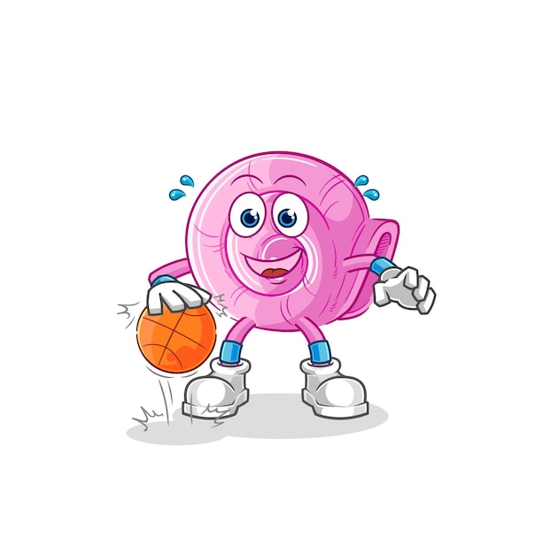 Playful Pink Cartoon Character Dribbling a Basketball | Jiffy Designs