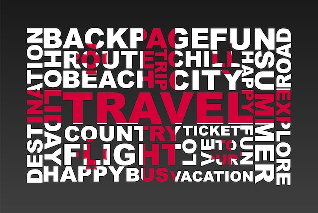 Vibrant Travel-Inspired Typography Collage on Black Background | Jiffy ...