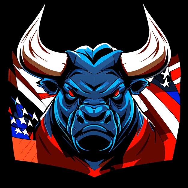 Fierce American Bison Icon with Patriotic Flair | Jiffy Designs