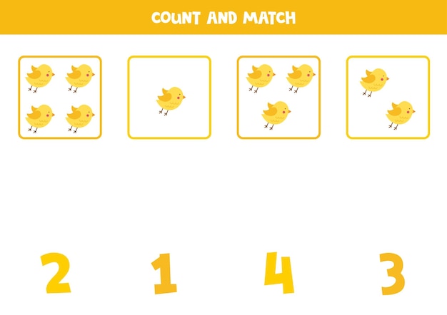 Counting and Matching Yellow Ducks Educational Illustration Set | Jiffy ...