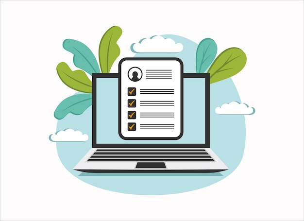 Laptop with Checklist on Screen and Leafy Backdrop | Jiffy Designs