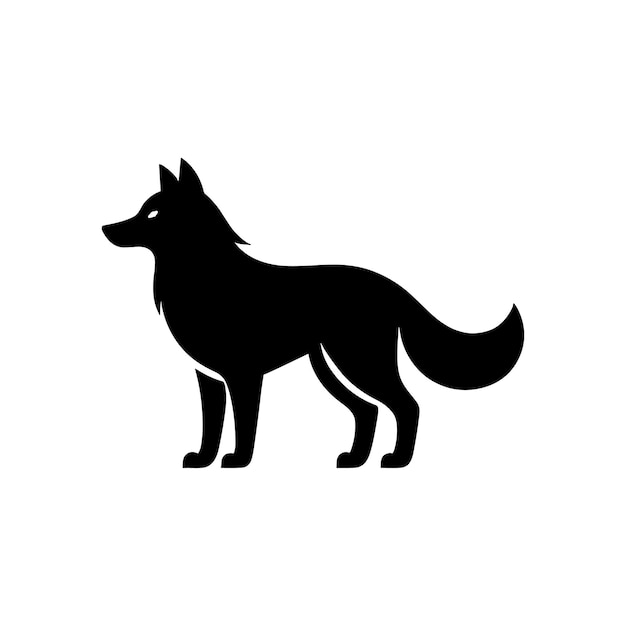 Silhouette of a Majestic Standing Wolf in Solid Black | Jiffy Designs