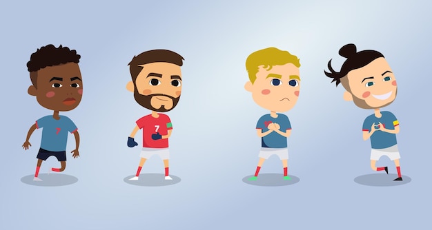 Diverse Group of Animated Soccer Players in Vibrant Uniforms | Jiffy ...