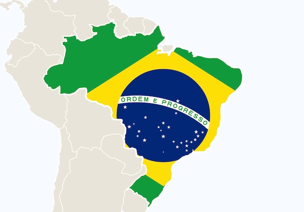 Vibrant Map of Brazil with National Flag and Motto | Jiffy Designs