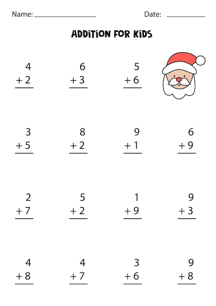 Fun Santa-Themed Addition Worksheets for Kids | Jiffy Designs