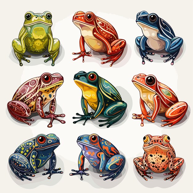 Vibrant Frog Portraits: A Colorful Amphibian Showcase | Jiffy Designs