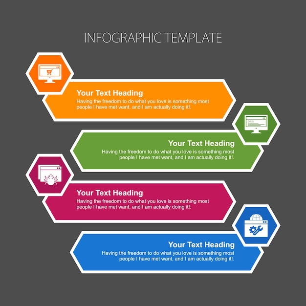 Colorful Hexagonal Infographic Template with Text Placeholders | Jiffy ...