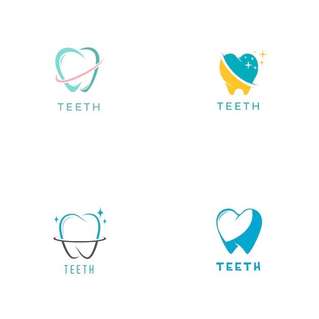 Vibrant Dental Symbols: Playful Heart-Shaped Tooth Icons | Jiffy Designs