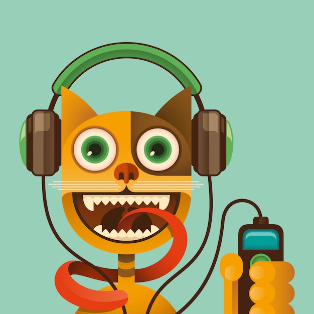 Funky Monster with Headphones Listening to Music | Jiffy Designs