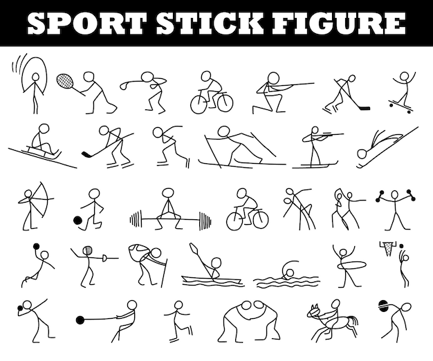 Diverse Collection of Iconic Sport Stick Figure Illustrations | Jiffy ...