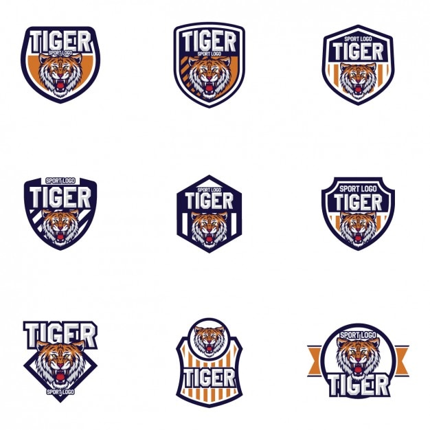 Vintage Tiger Emblem Collection with Bold Typography and Insignia ...