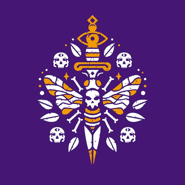 Mystical Moth Emblem with Celestial Symbols on Purple | Jiffy Designs