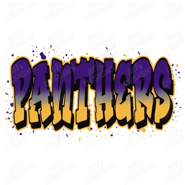 'Panthers' Graffiti-Style Text with Vibrant Purple and Gold Splatter ...