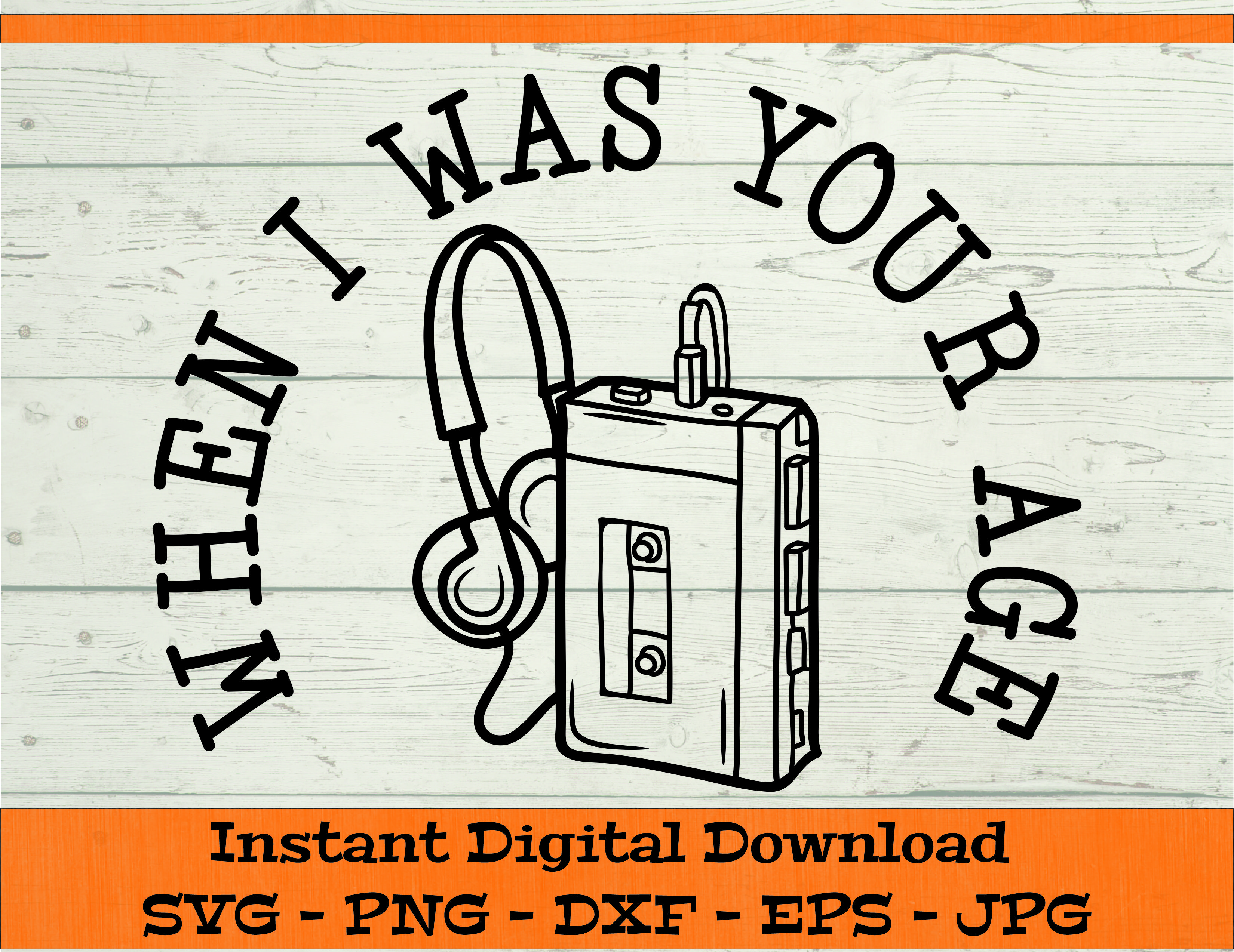 'When I Was Your Age' Retro Walkman Illustration in Bold Black Outline ...