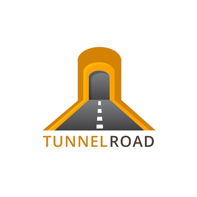 Stylized Tunnel Road Logo with Orange Archway and Text | Jiffy Designs