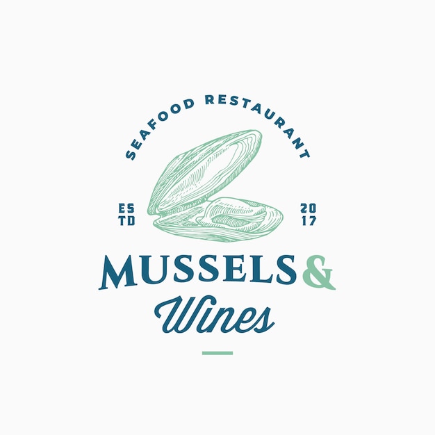 Vintage Seafood Restaurant Logo with Mussels and Wines | Jiffy Designs