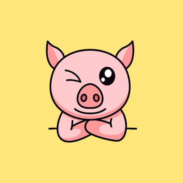 Adorable Winking Pig Mascot Icon | Jiffy Designs