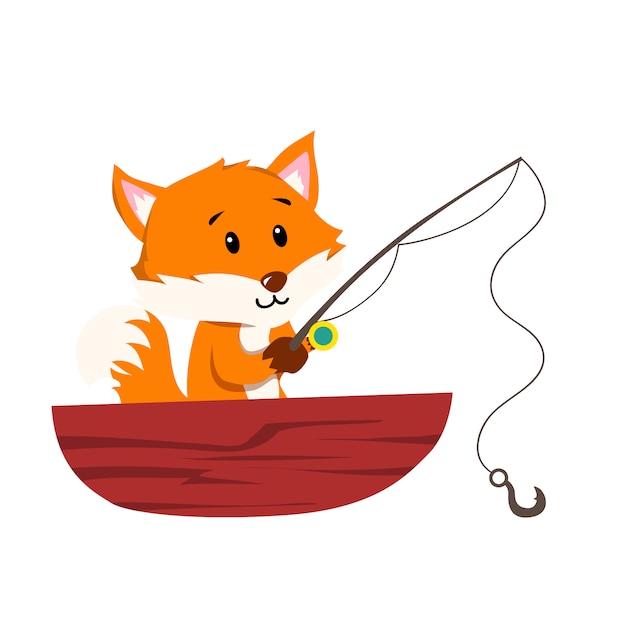 Cute Fox Fishing from a Small Boat Illustration | Jiffy Designs