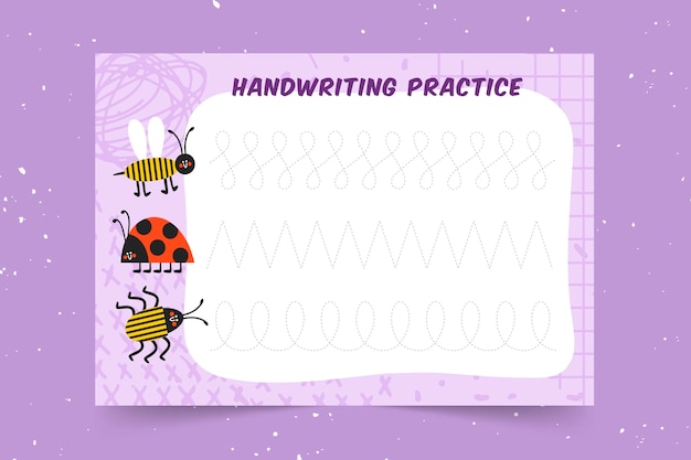 Cute Bugs Handwriting Practice Sheet for Kids | Jiffy Designs