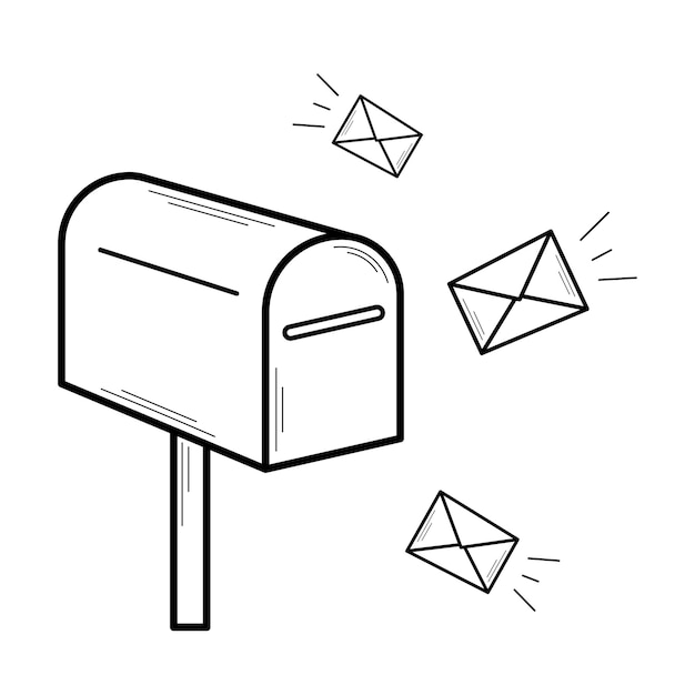 Mailbox with Incoming Envelopes - Minimalist Illustration | Jiffy Designs