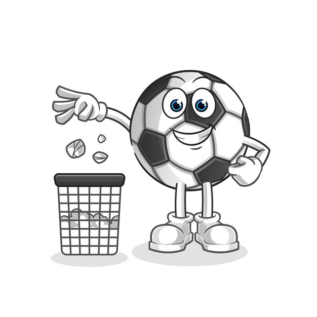 Cheerful Soccer Ball Tossing Garbage into Recycling Bin | Jiffy Designs
