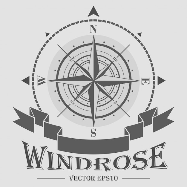 Timeless Windrose Symbol with Ribbon Emblem | Jiffy Designs