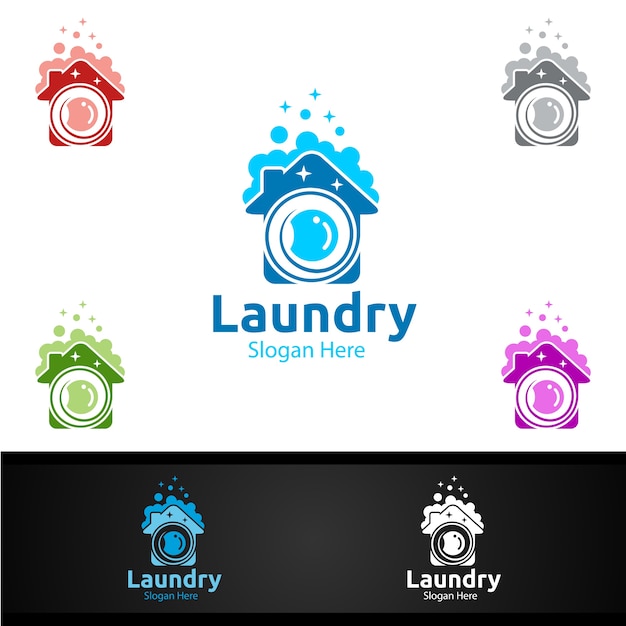 Vibrant Suds: Colorful Laundry Icon with Bubbles and Appliance | Jiffy ...