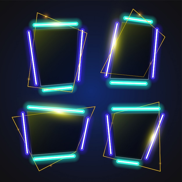 Vibrant Neon Geometric Frame Collection for Versatile Designs | Jiffy ...