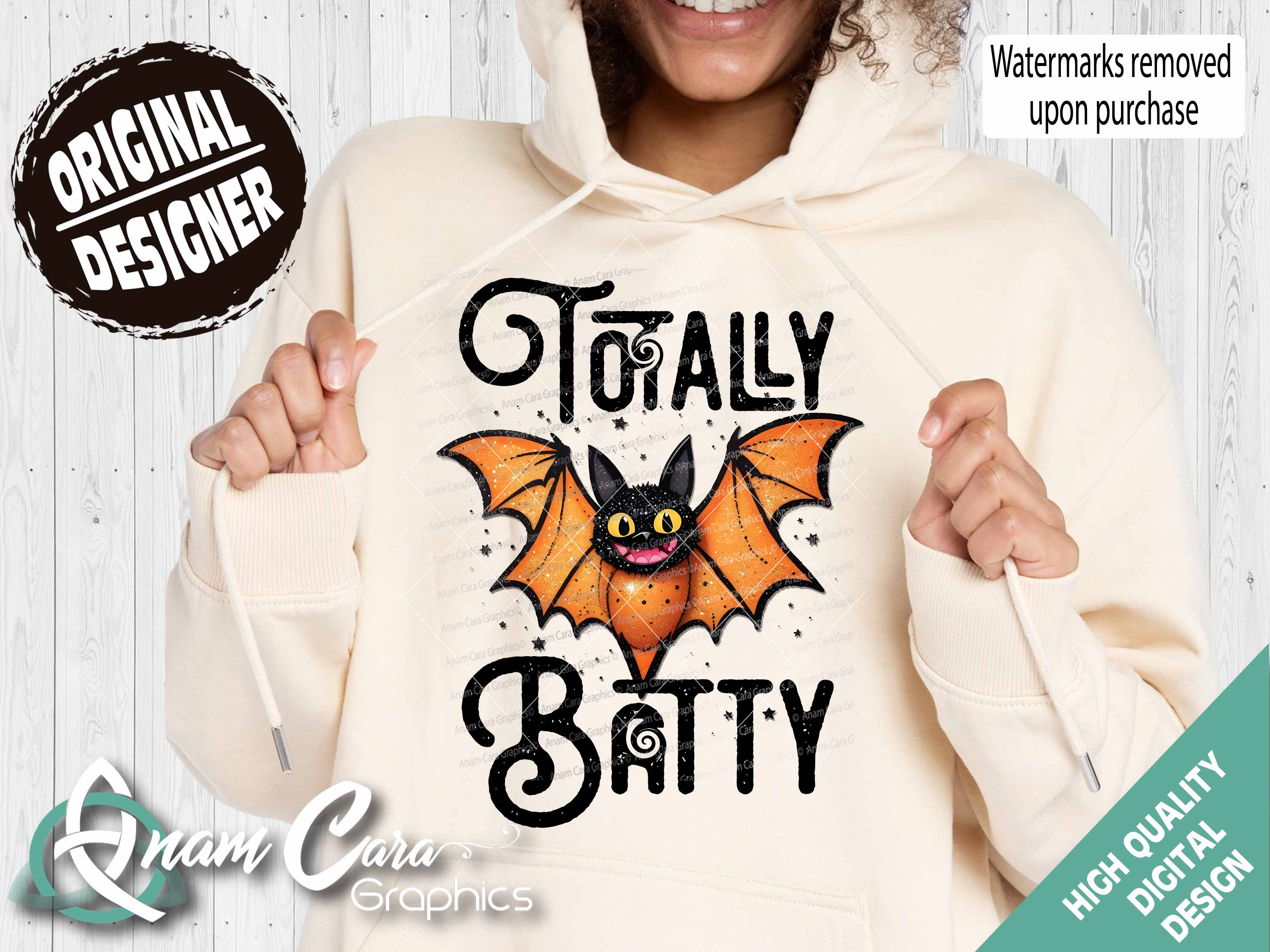 'Totally Batty' Featuring a Whimsical Cartoon Bat with Orange Wings ...