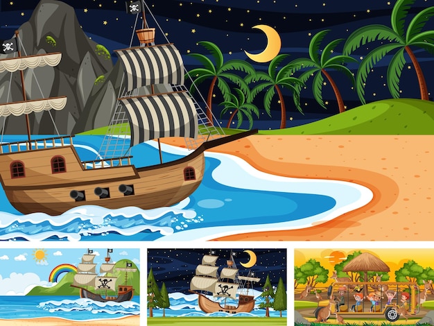 Enchanting Nautical Scenes and Tropical Landscapes in Vibrant ...