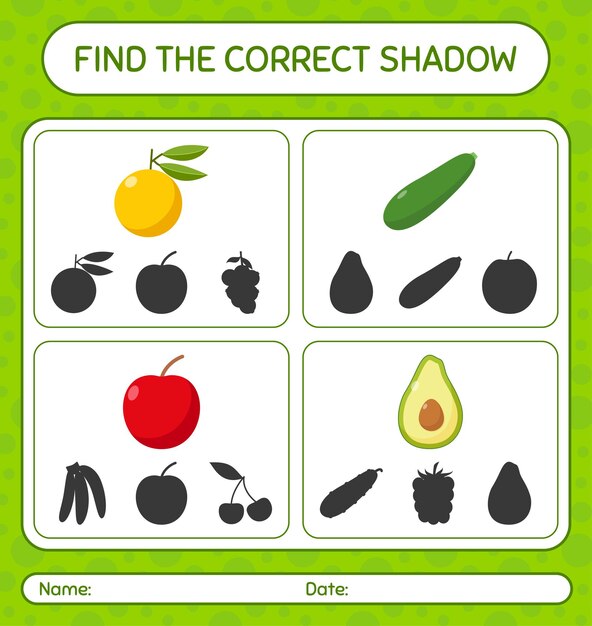 Vibrant Fruit and Vegetable Shadow Matching Game | Jiffy Designs