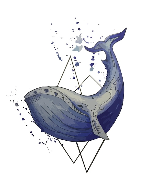 Majestic Whale Silhouette Amid Geometric Shapes | Jiffy Designs