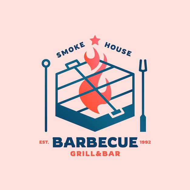 Retro Grill and Barbecue Emblem with Smoking House | Jiffy Designs