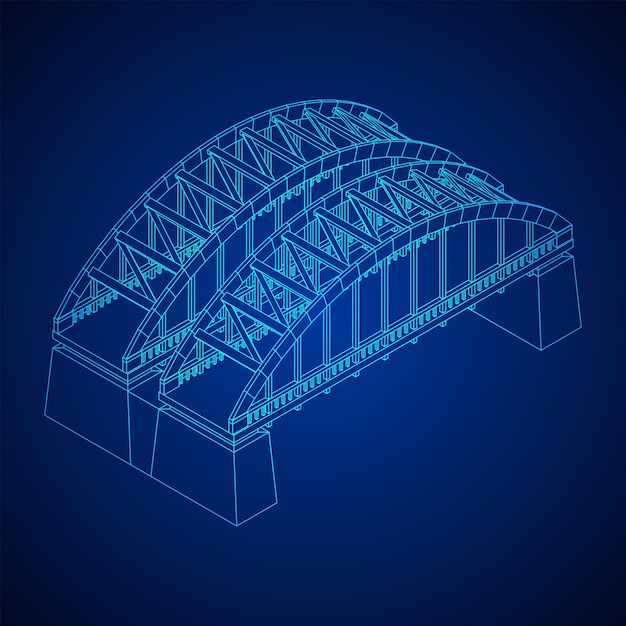 Glowing Blueprint of an Intricate Steel Bridge Structure | Jiffy Designs