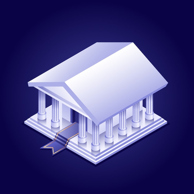 Majestic Neoclassical Temple with Iconic Columns on Indigo | Jiffy Designs